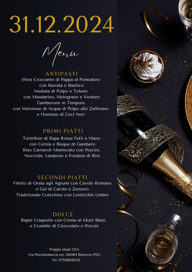 Menù Capodanno 2024 | Poggio degli Olivi
